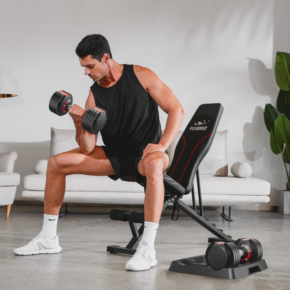 Flybird Adjustable Weight Benches, Dumbbells, Punching Bag, Ab Machine ...